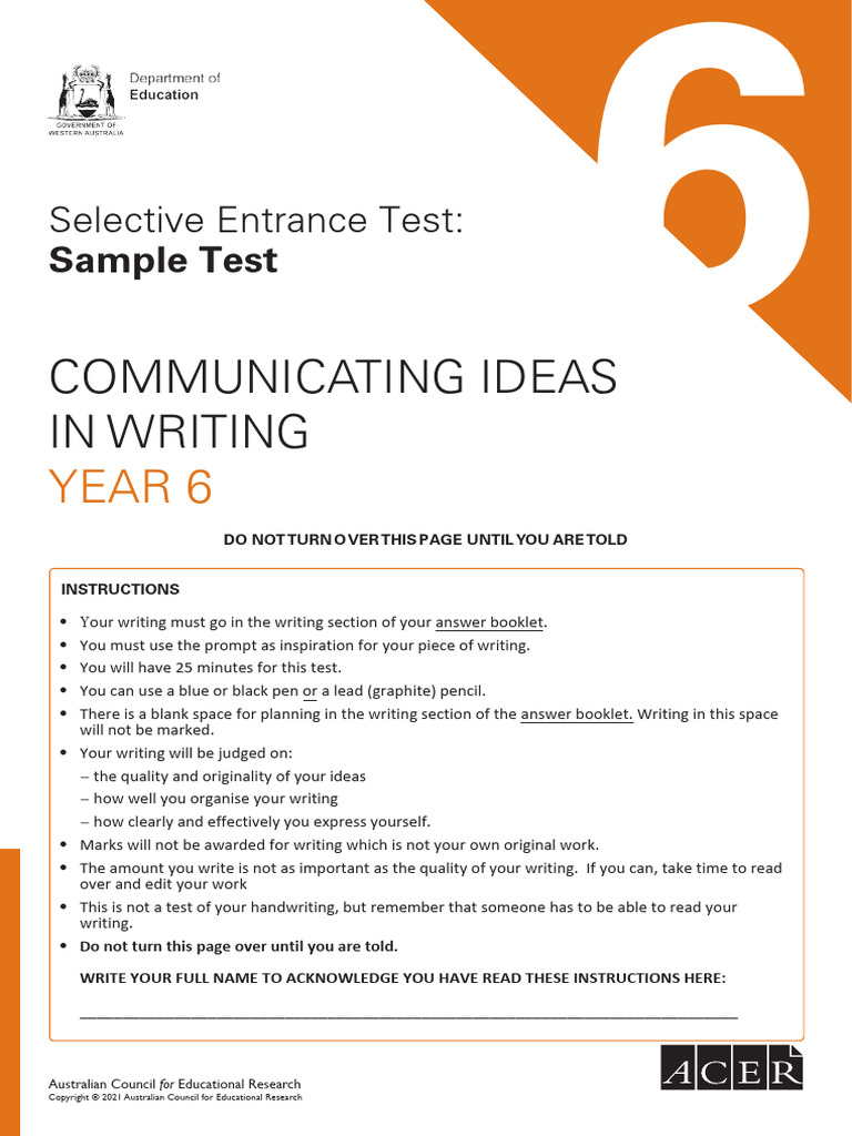 ASET Communicating Ideas in Writing Sample Test | PDF
