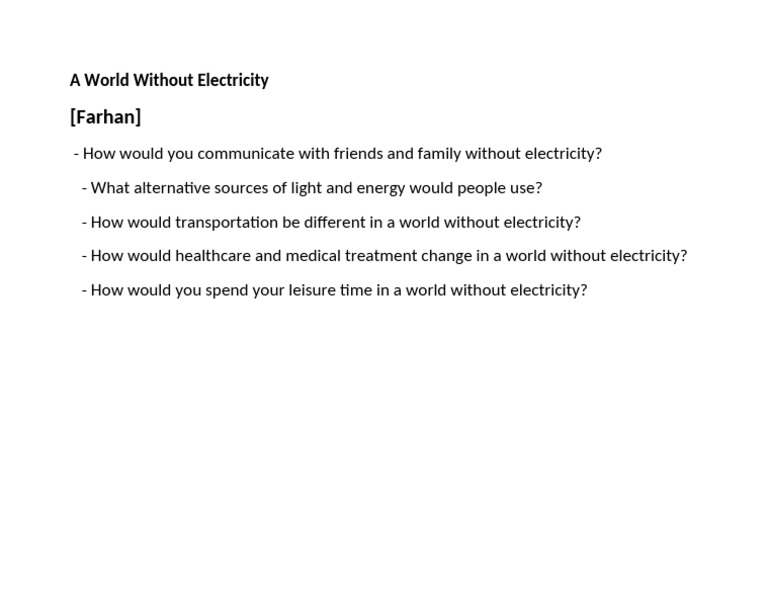 A World Without Electricity | PDF