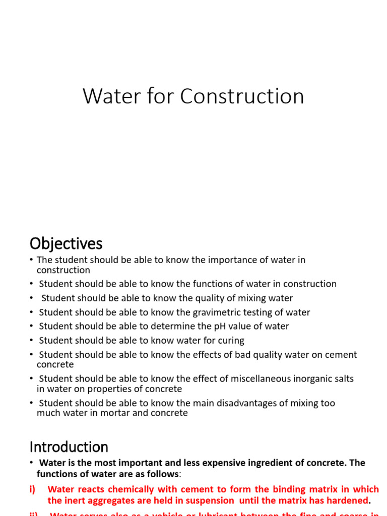 Water for Construction (1) | PDF | Concrete | Water
