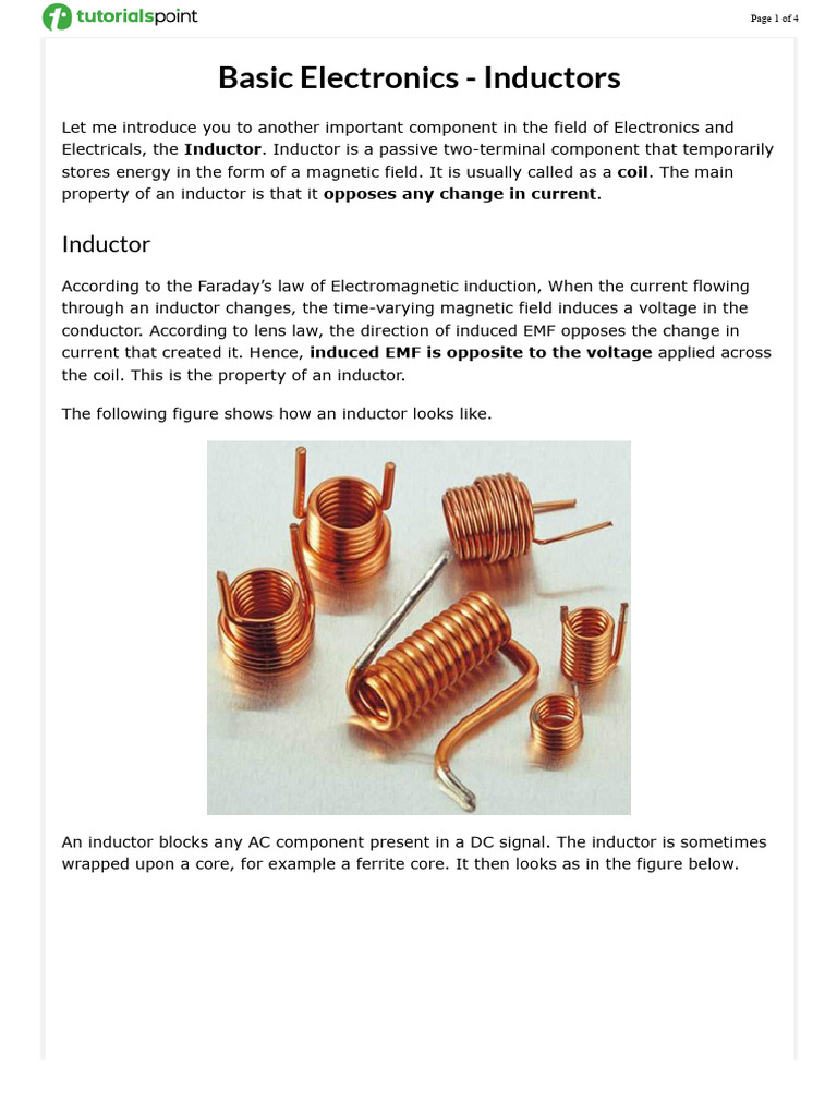 Inductor s | PDF | Inductor | Electromagnetic Induction