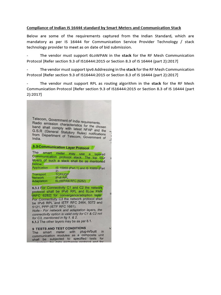 Compliance For Communication As Per IS 16444 | PDF