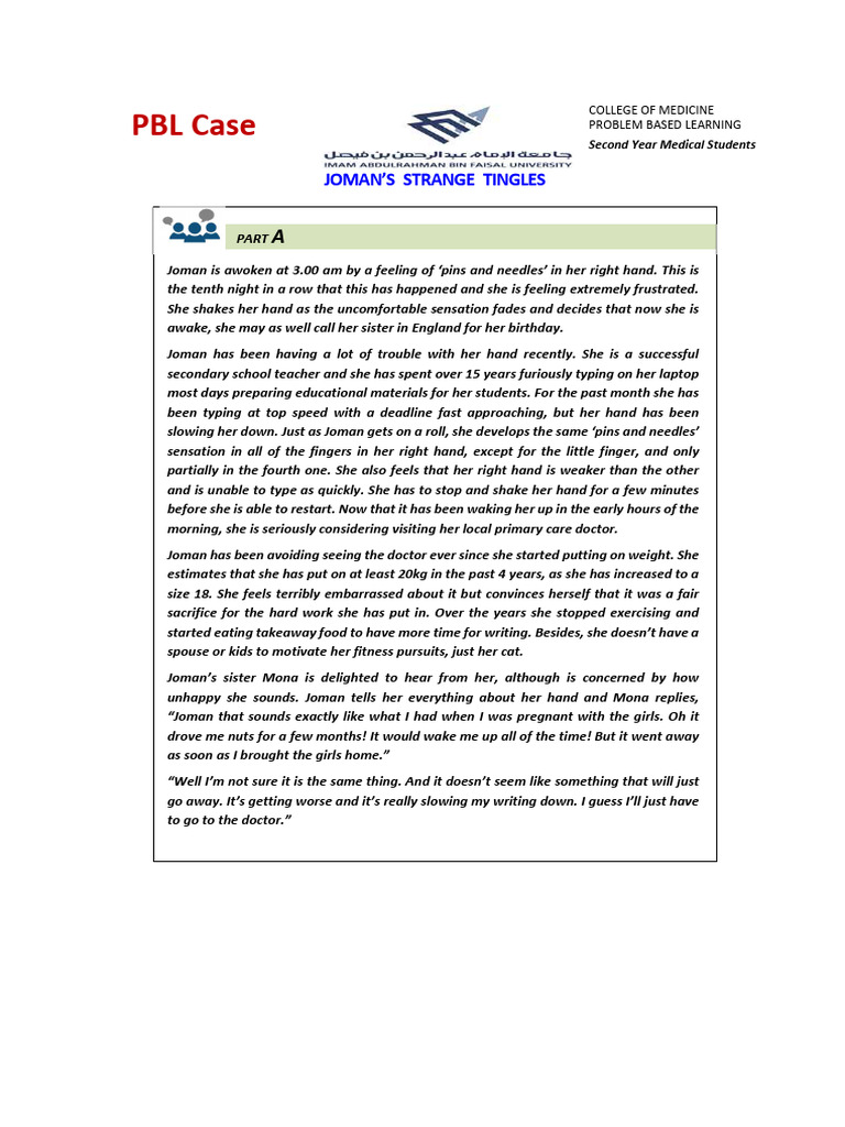 Medical Student PBL: Joman's Case | PDF