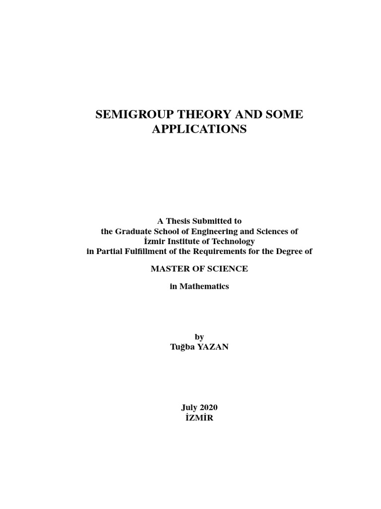 Semigroup Theory and Some Applications | PDF | Operator (Mathematics) | Hilbert Space