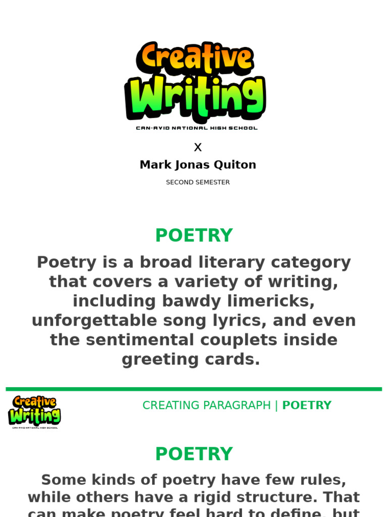 Creating Paragraph - Poetry | PDF | Poetry | Rhyme
