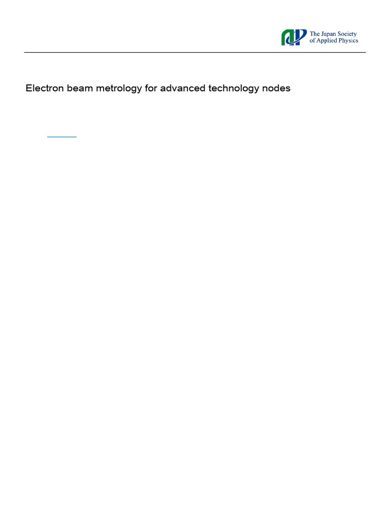 Advanced Electron Beam Metrology | PDF | Semiconductor Device Fabrication | Scanning Electron ...