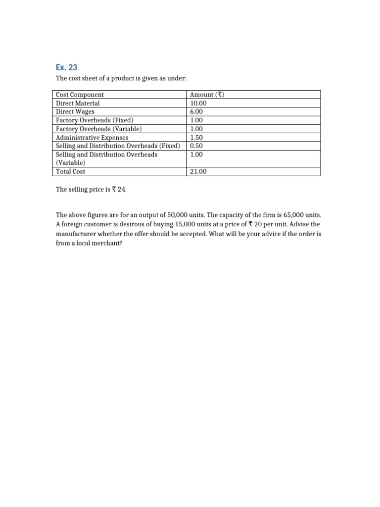 Cost Sheet Analysis | PDF