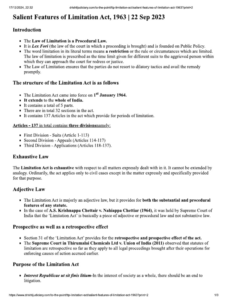 Nature of Limitation | PDF