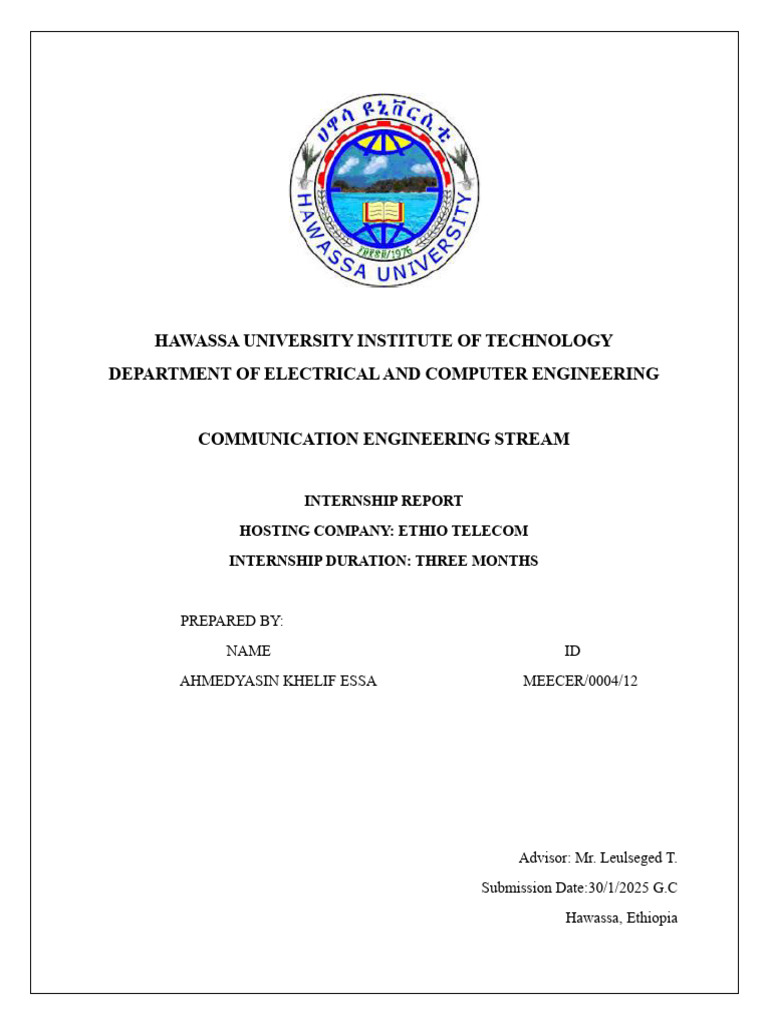 Internship Report: Ethio Telecom Experience | PDF | Computer Network | 4 G