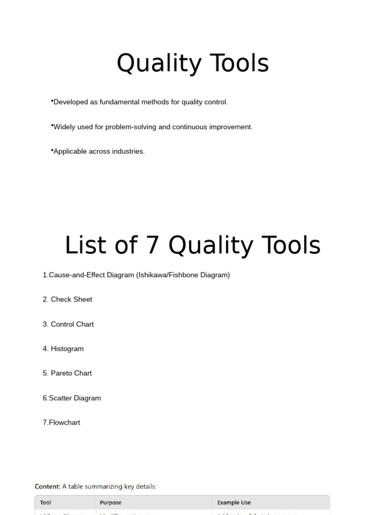 Quality Tools | PDF