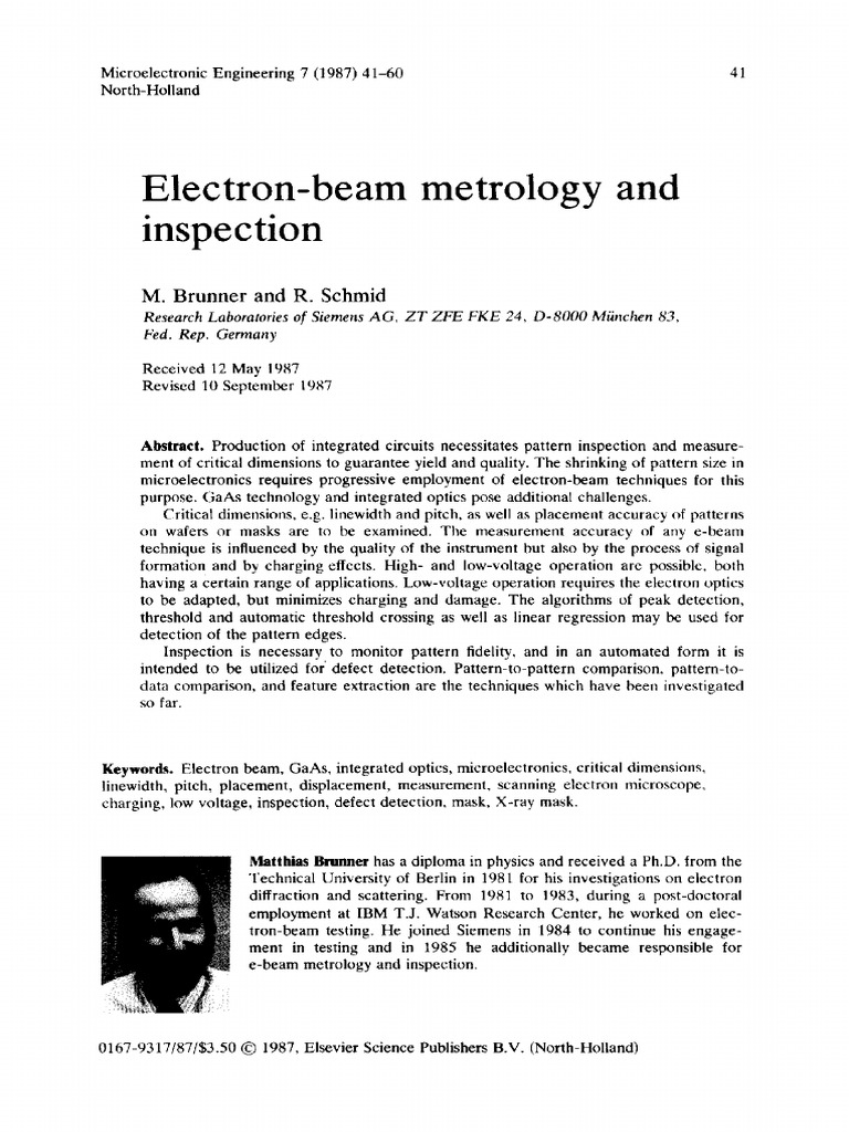 Brunner和Schmid - 1987 - Electron-beam metrology and inspection | PDF | Scanning Electron ...