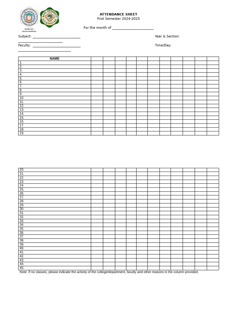 Attendance Sheet | PDF