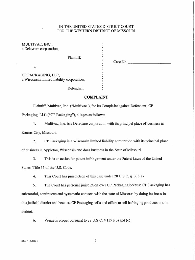 Multivac v. CP Packaging | PDF