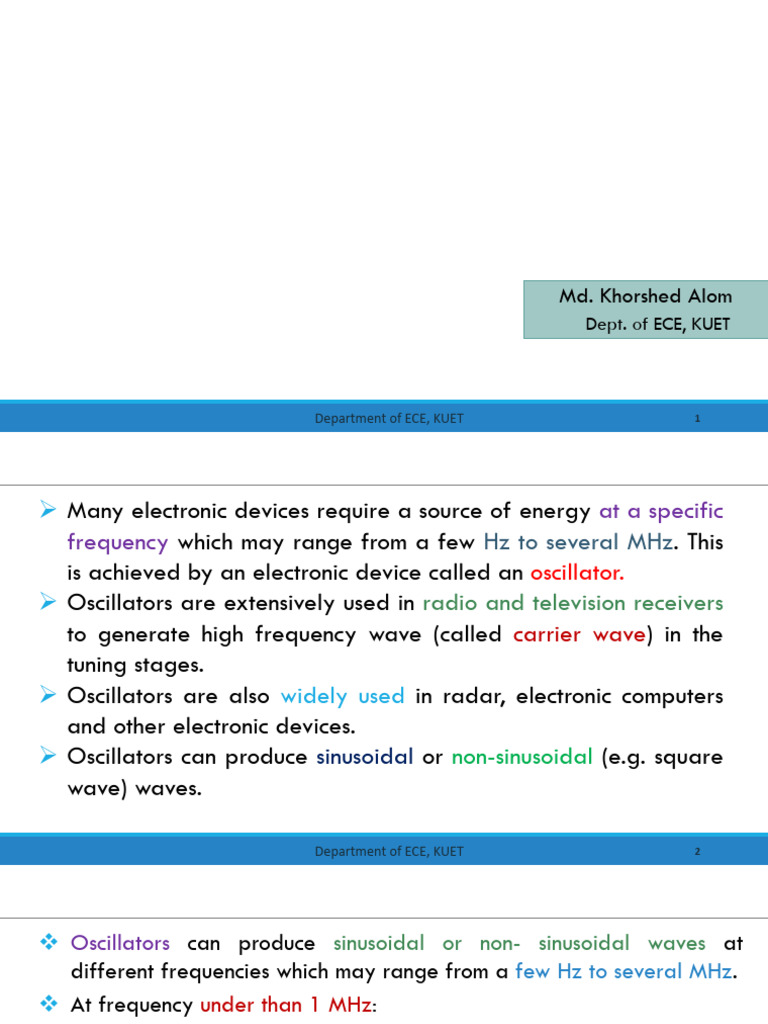 Oscillators Pdf Electronic Oscillator Amplifier