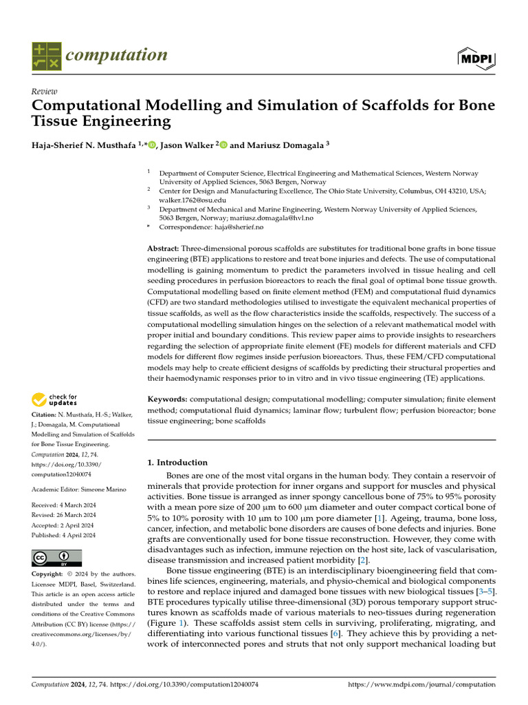 Computational Modeling Simulation Bone Tissue Engineering | PDF | Tissue Engineering | Cell Potency
