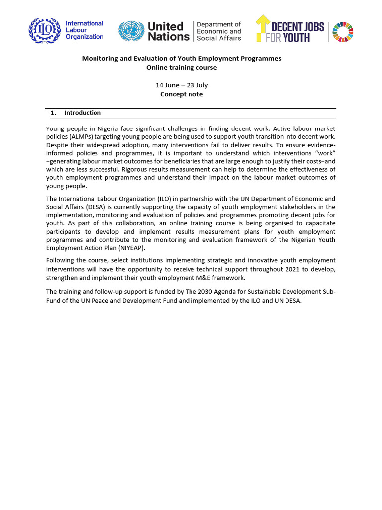 Wcms - 792280-Monitoring and Evaluation of Youth Employment Programmes ...