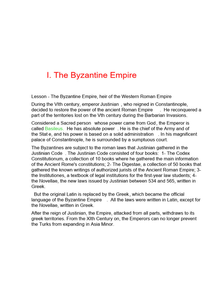 The Byzantine Empire - LESSON | PDF