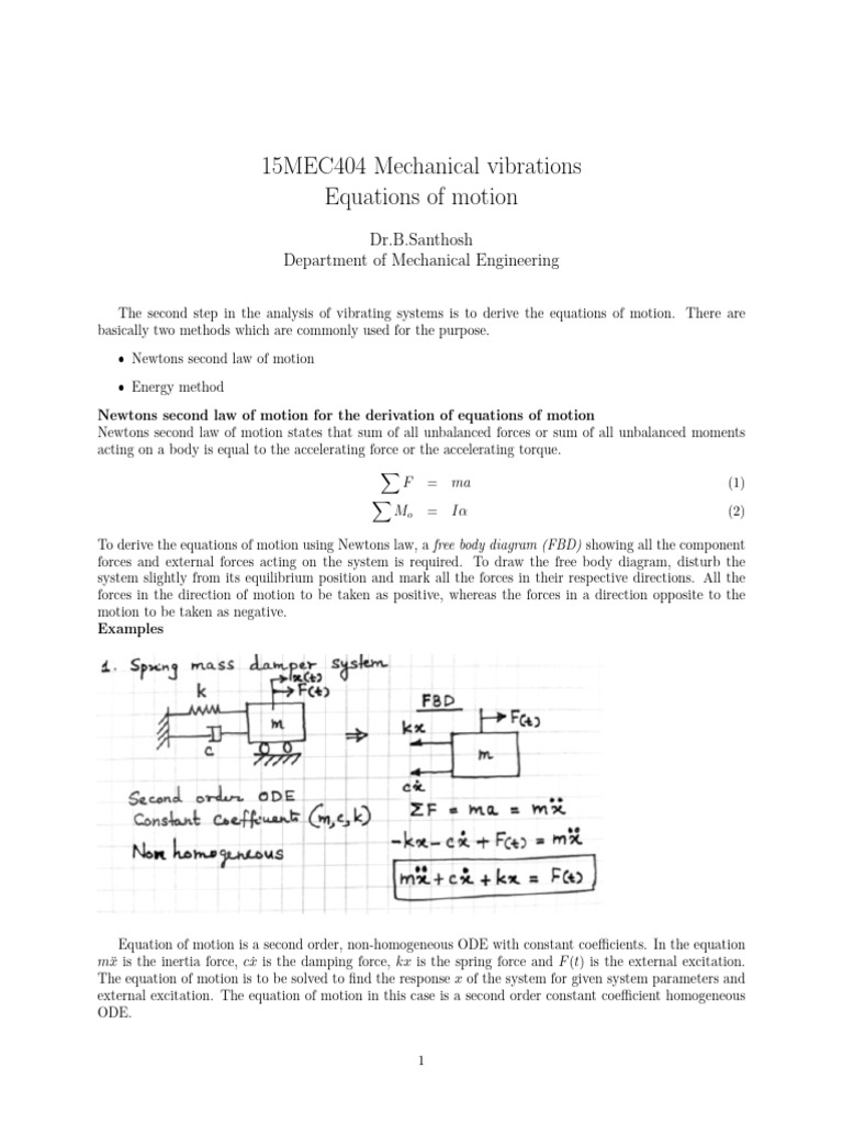 2.Equations of motion | PDF | Force | Equations Of Motion