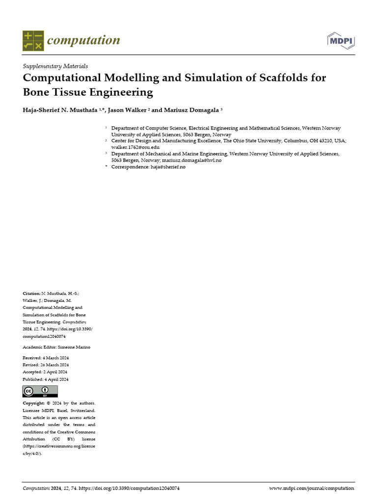 Computational Modelling and Simulation For Bone Tissue Engineering - Supplementary | PDF ...