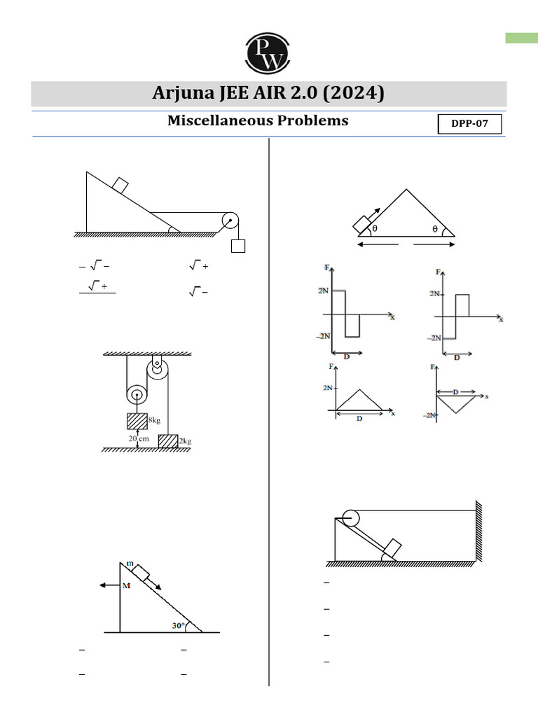 Newton Law Of Motion _ DPP 07 (Extra DPP) __ Arjuna JEE AIR 2.0 2024 ~ (Physics) (1) | PDF ...