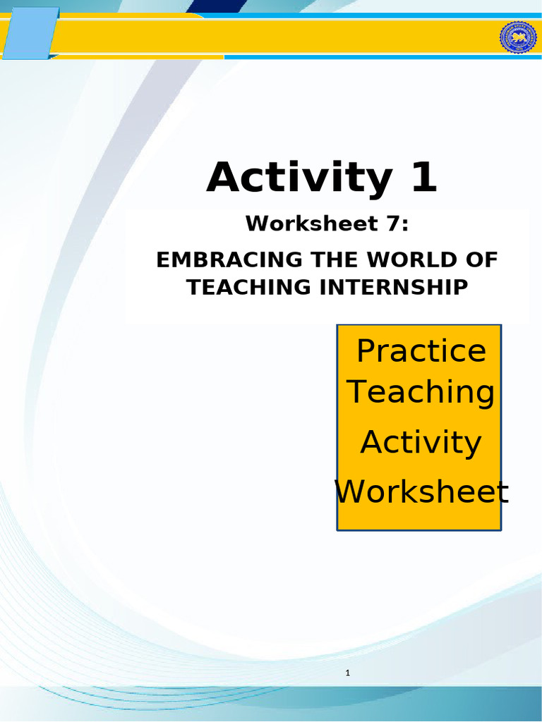 2025 PT Worksheet 8 EMBRACING THE WORLD OF TEACHING INTERNSHIP | PDF ...