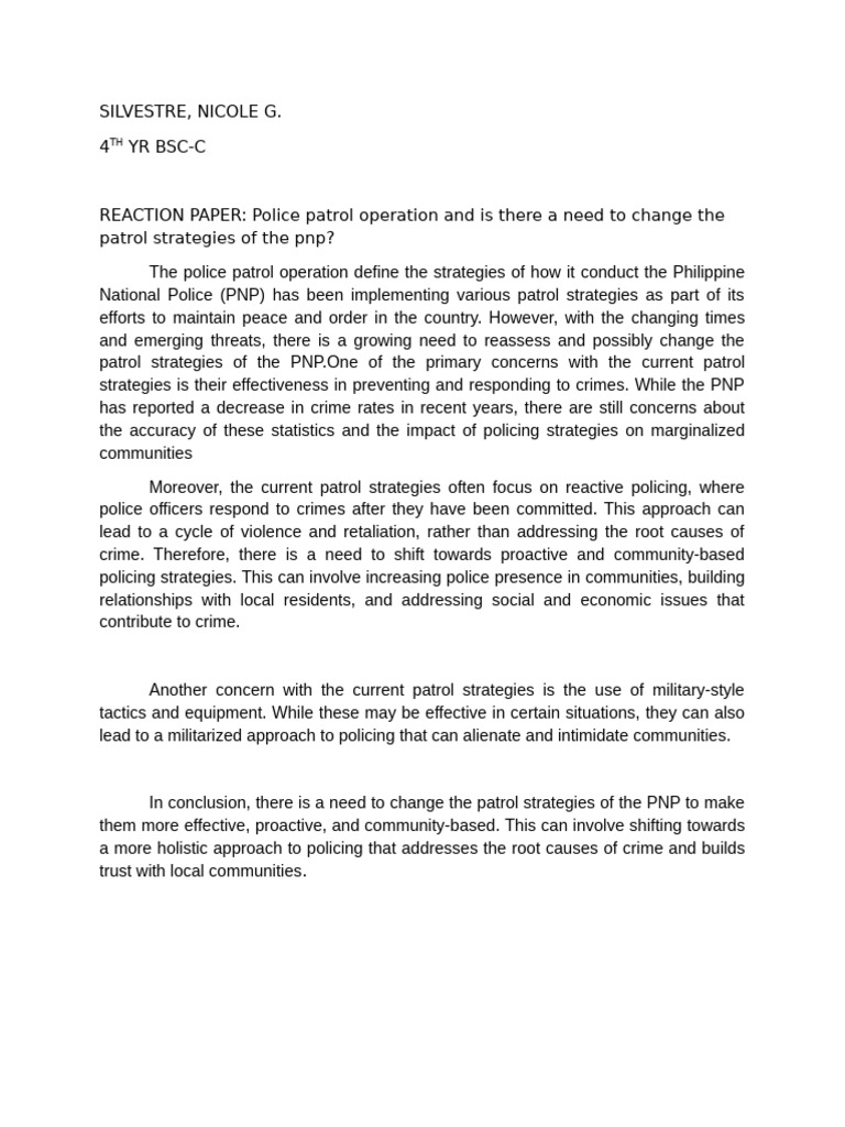 PNP Patrol Strategy Reform Needed | PDF