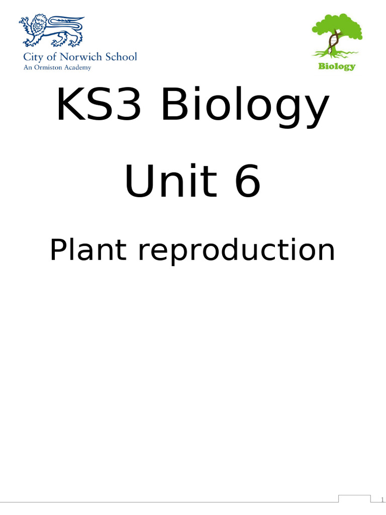 KS3 Biology Unit 6 Plant Reproduction - Booklet | PDF | Flowers ...