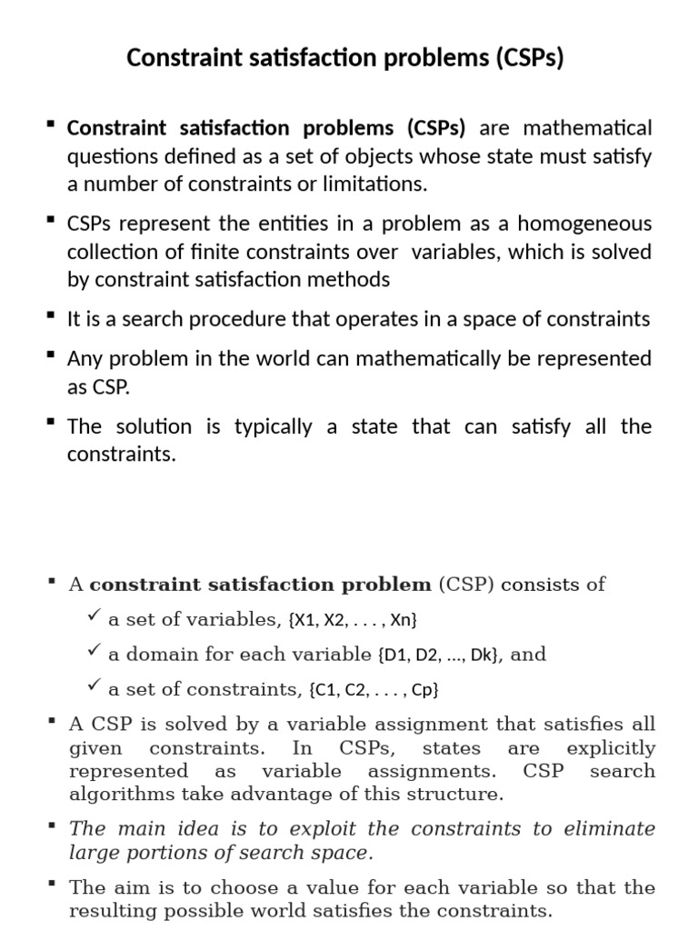 6.1 Constraint Satisfaction Problem | PDF | Mathematical Analysis | Algorithms