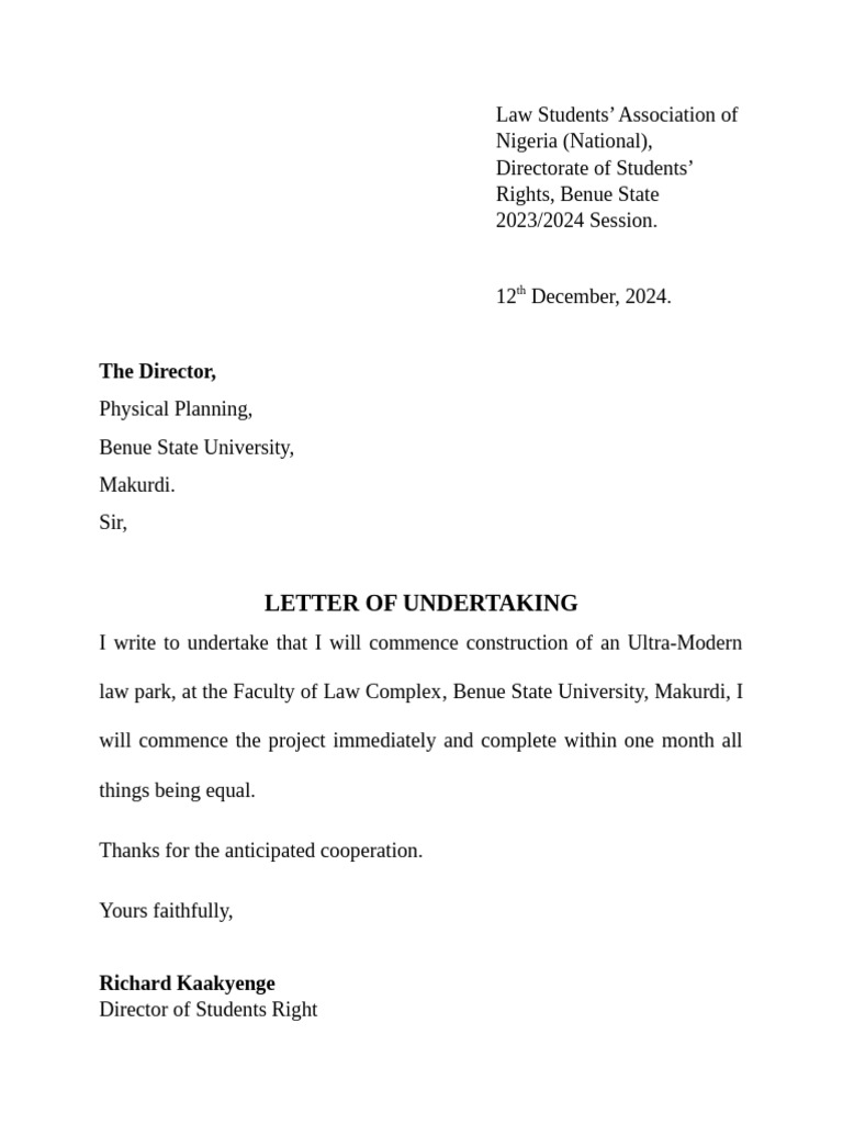 Letter of Undertaking | PDF