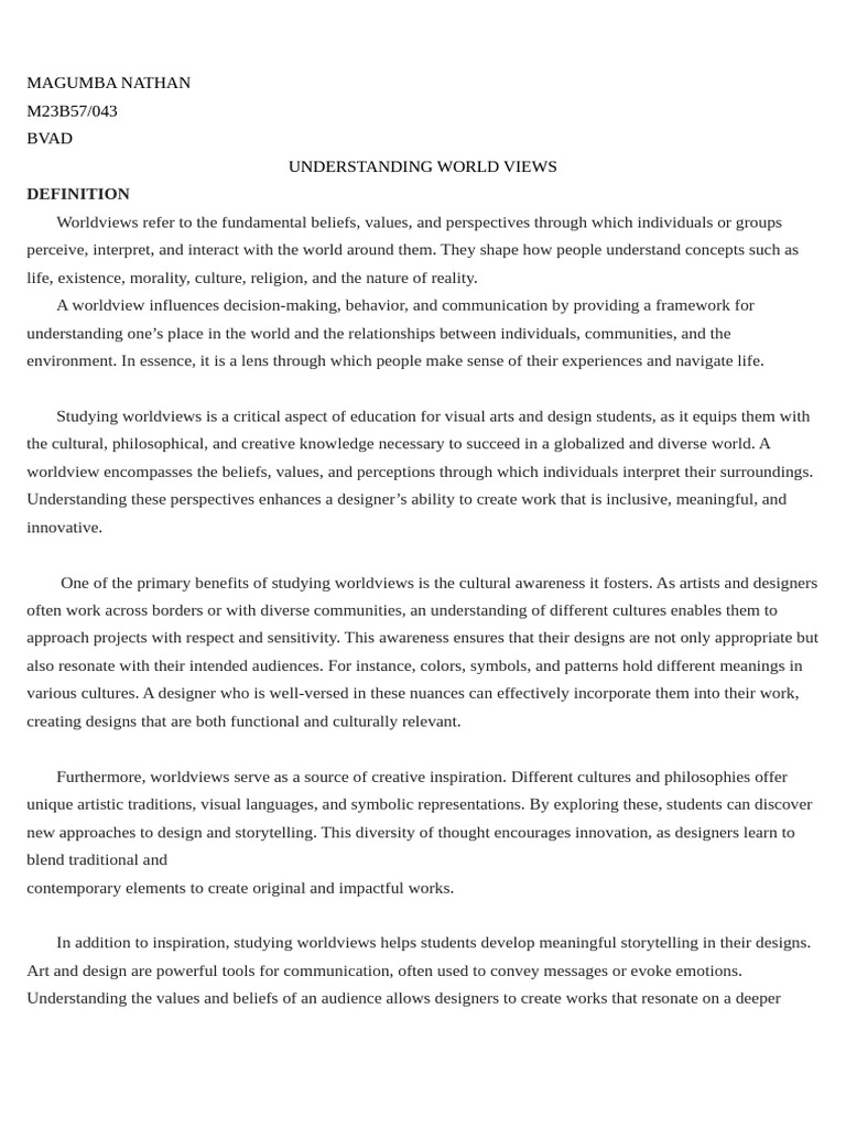 Understanding Worldviews - 250125 - 140850 | PDF | Design | Creativity