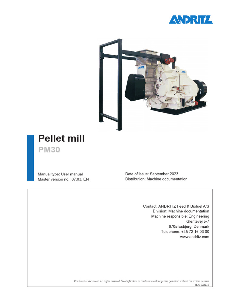 PM30 Pellet Mill User Manual | PDF | Machines