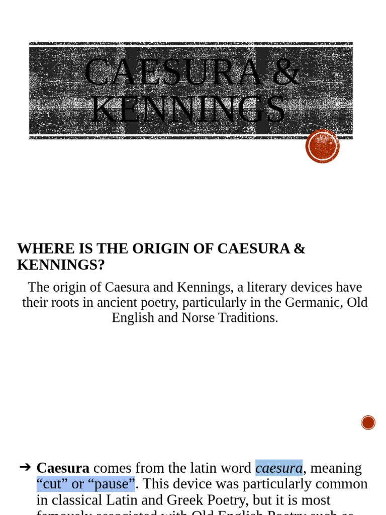 Origins of Caesura and Kennings | PDF
