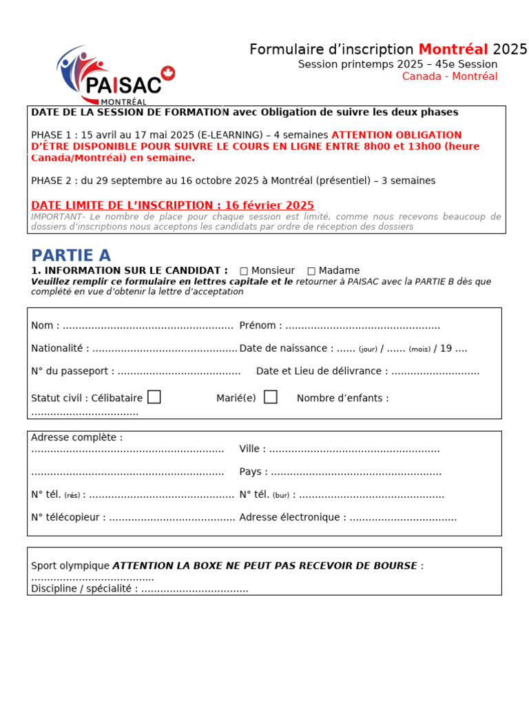 Inscription à la formation Montréal 2025 | PDF
