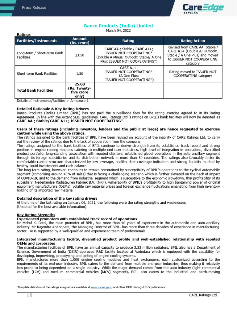 Banco Products (India) Limited | PDF | Debt | Profit (Economics)