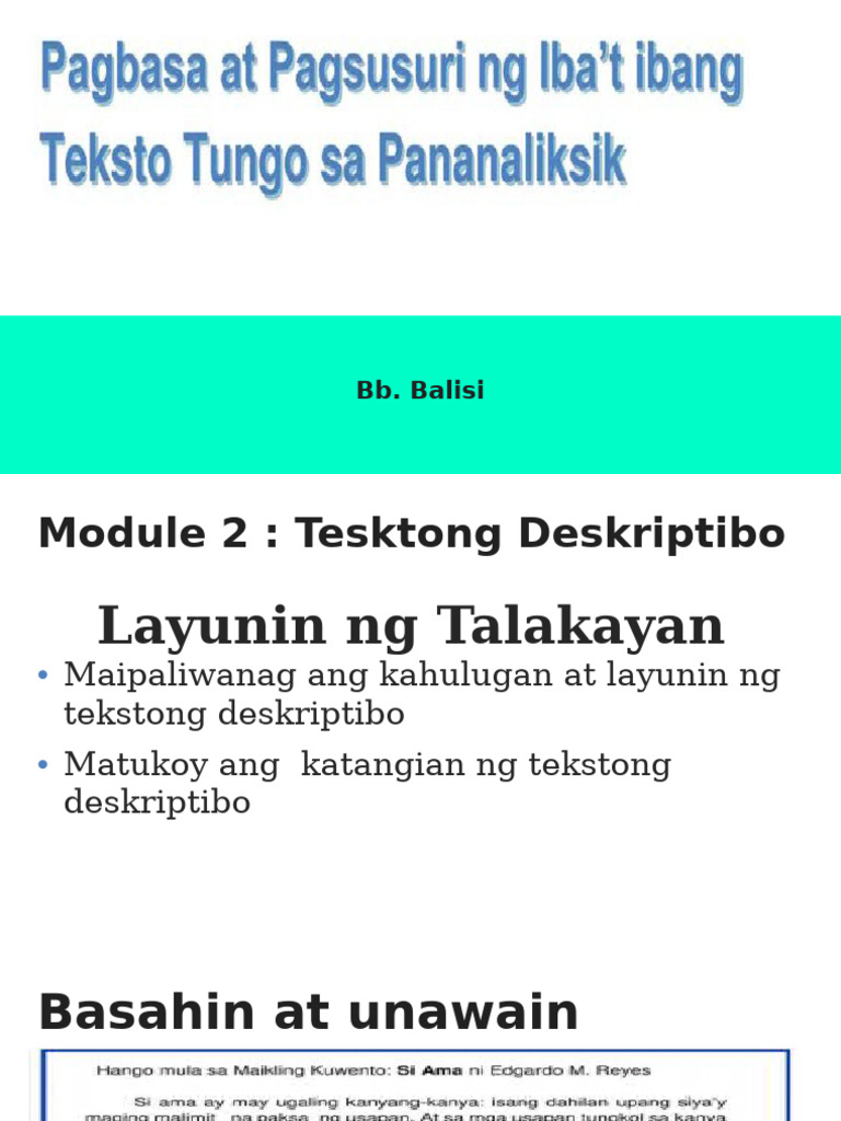 Deskriptibo Module 2 | PDF