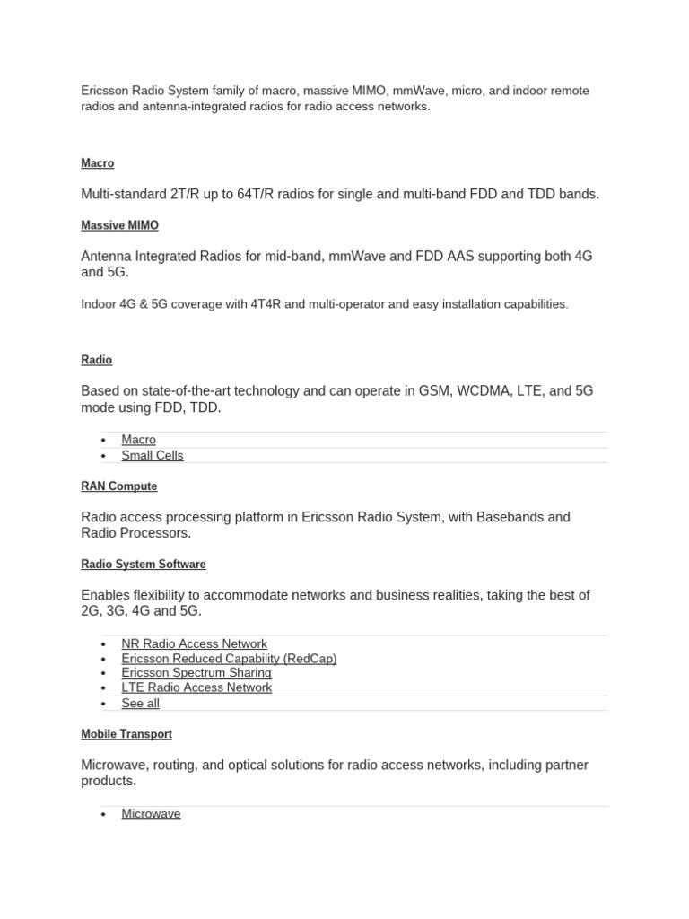 Ericsson Radio System Family of Macro | PDF