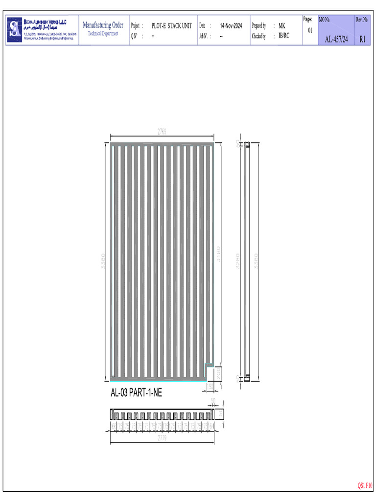 Position Drawing With Cutout (AL-03 Roof Louver at Stack Unit) | PDF