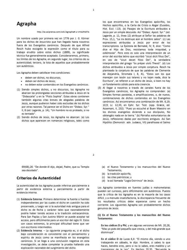 Agrapha de Jesús | PDF | Jesús | Evangelios