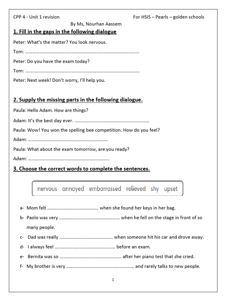 Grade 4 Cambridge Primary Path Unit 1 Revision | PDF