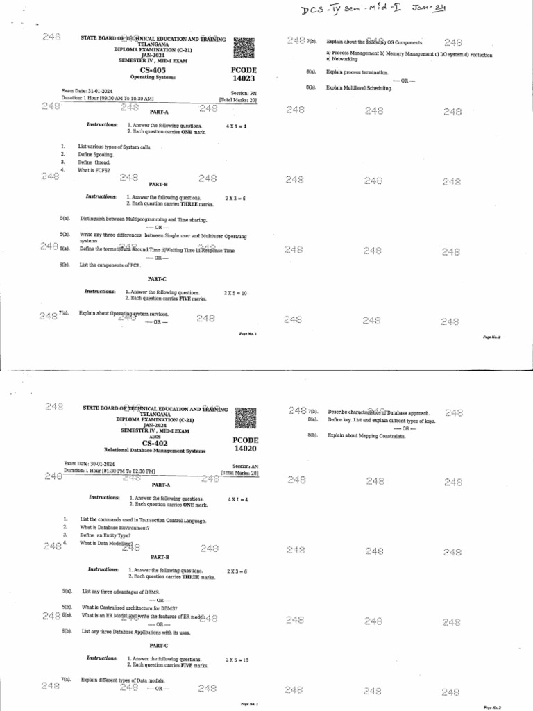 Iv Sem DCS Mid - 1 | PDF | Information Technology | Databases