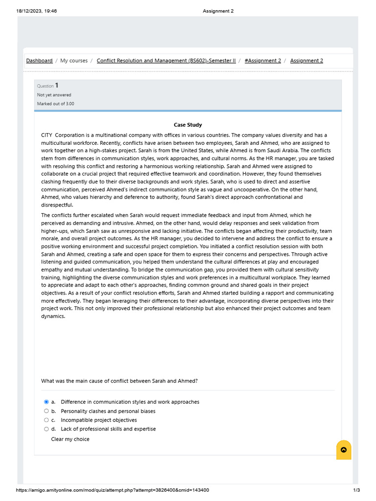 CRM Assignment 2 (15 Marks) | PDF | Conflict Resolution | Behavioural Sciences