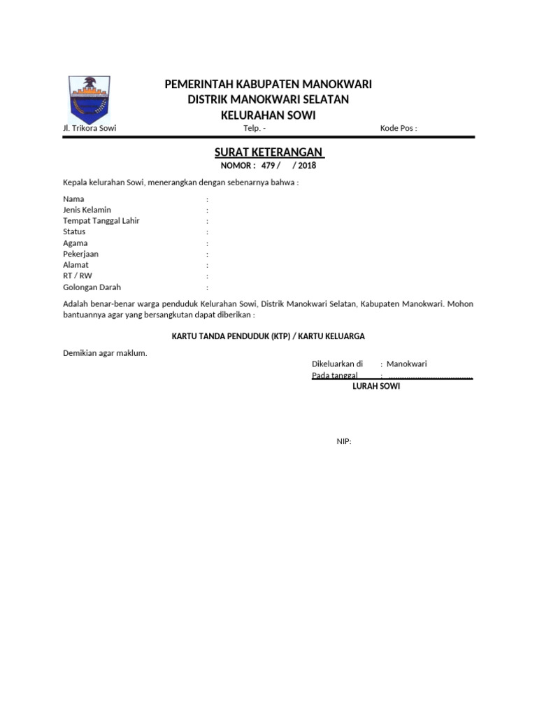 CONTOH BLANGKO SURAT PENGANTAR PERMOHONAN KTP _ KARTU KELUARGA ...
