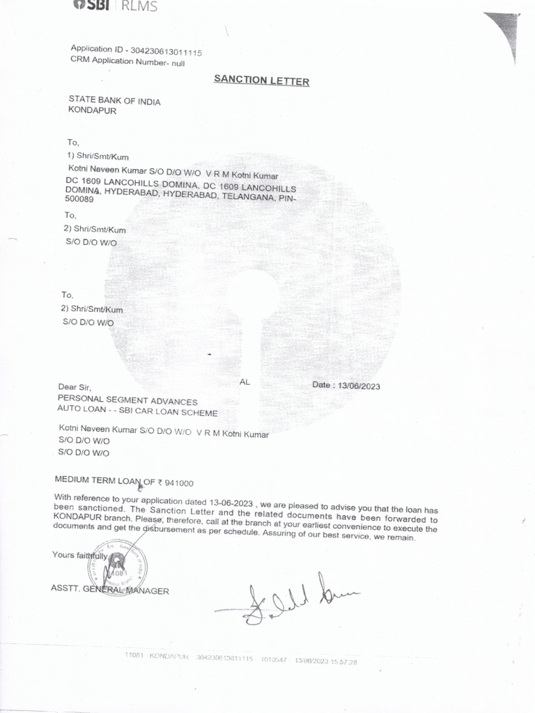 Sanction_lette_ev_car_loan | PDF