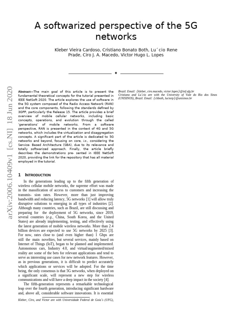 A Softwarized Perspective of The 5G Networks | PDF | Cellular Network | 3 G