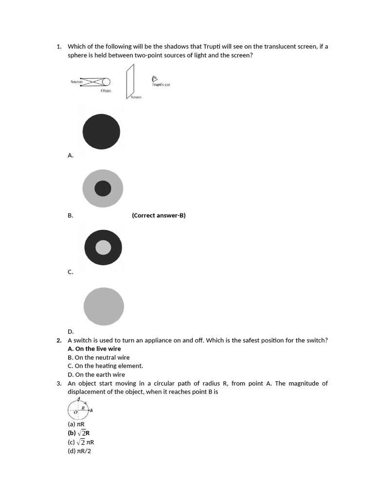 Physics Questions on Light and Motion | PDF | Incandescent Light Bulb ...