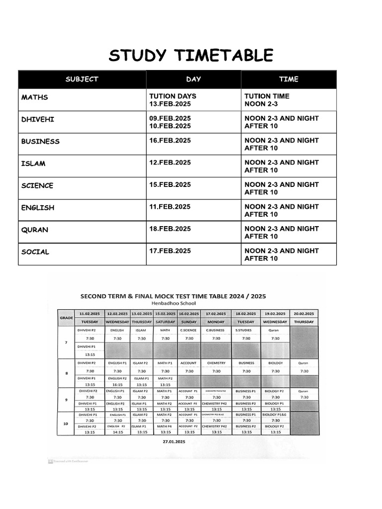 Study Timetable | PDF