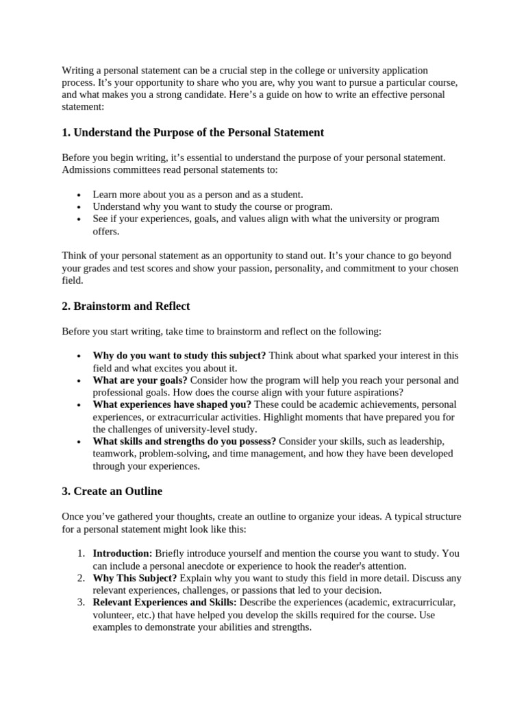 Personal Statements Guide | PDF | Proofreading | Thought
