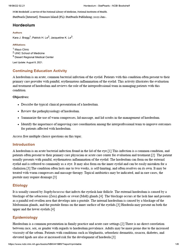 Hordeolum: Diagnosis & Management | PDF | Medical Specialties ...