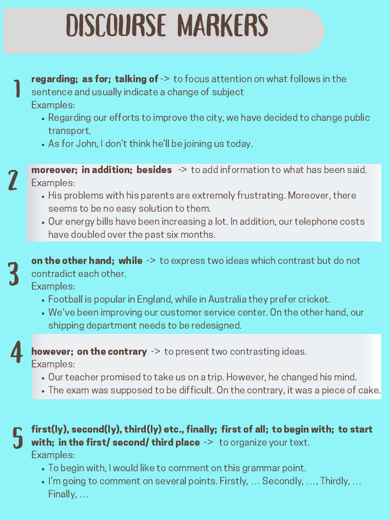 Discourse Markers in Writing | PDF