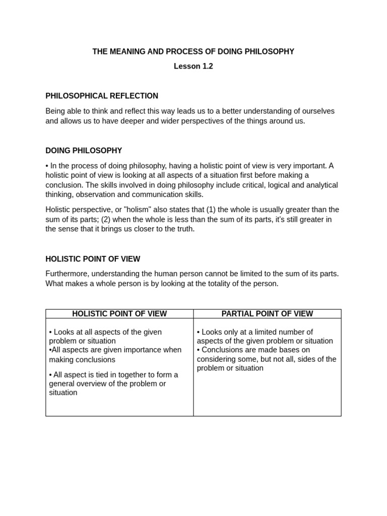 The Meaning and Process of Doing Philosophy | PDF | Holism | Liberal ...