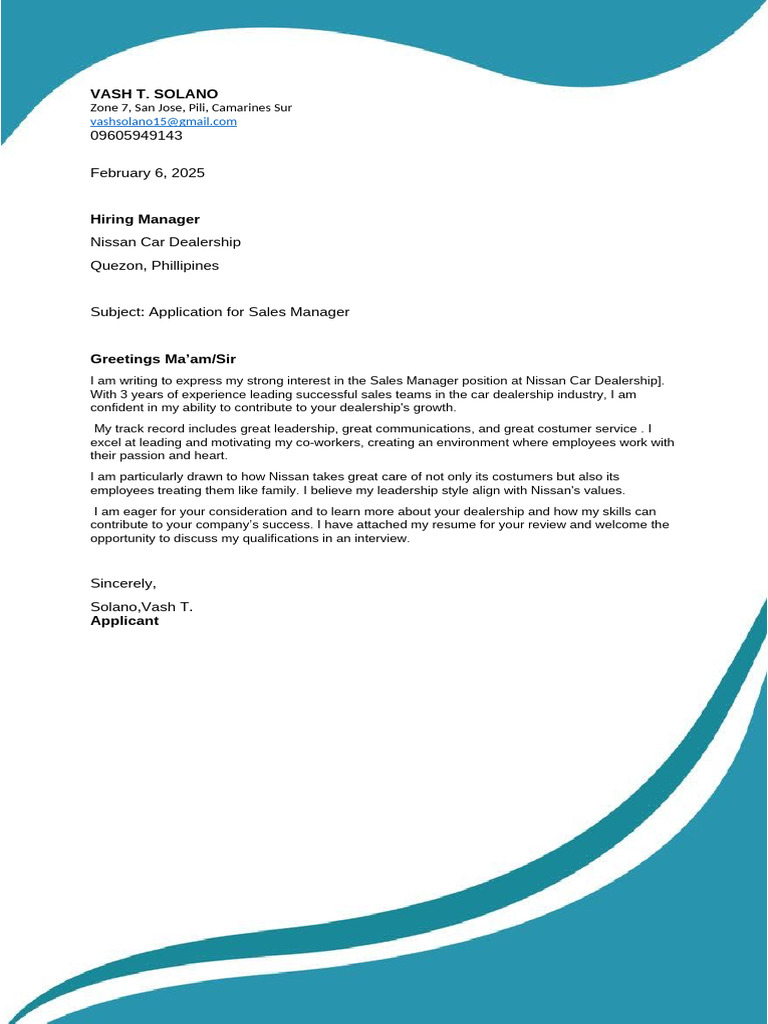 Application Letter Sample Format | PDF